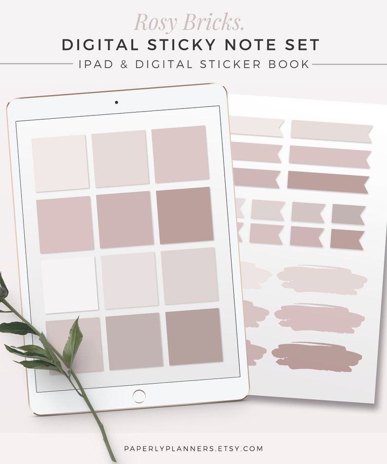 ROSY BRICKS Digital Sticky Notes | Goodnotes Sticker Book | Neutral ...
