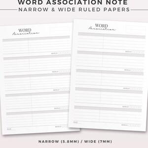 STUDENTS Word Association Template | A5 & B5 | Printable Note Inserts ...