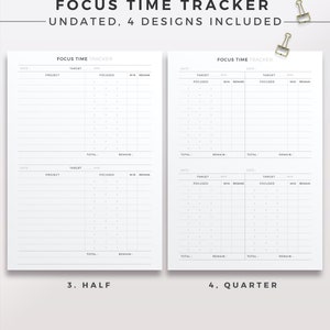 ANISE Focus Time Tracker | A4 & LETTER | Printable Planner Insert ...