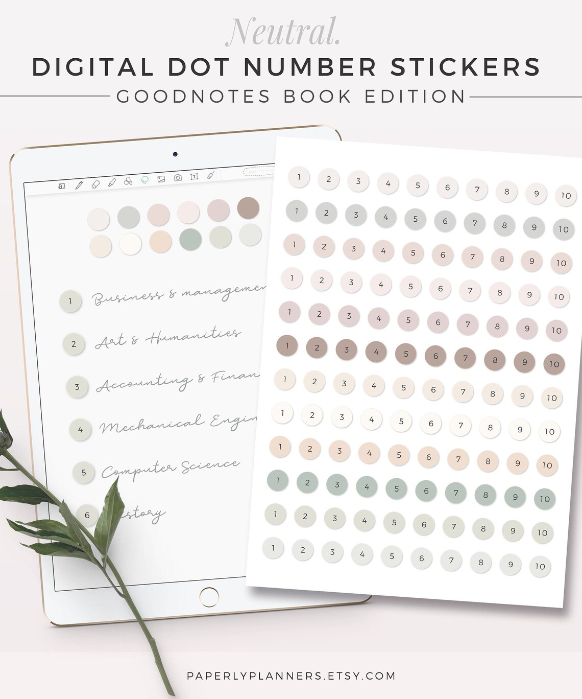 NEUTRAL Dot Number Digital Stickers Goodnotes Edition - Etsy