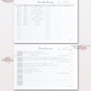 STUDENTS Voca Note Template, Printable Note Inserts, Vocabulary ...