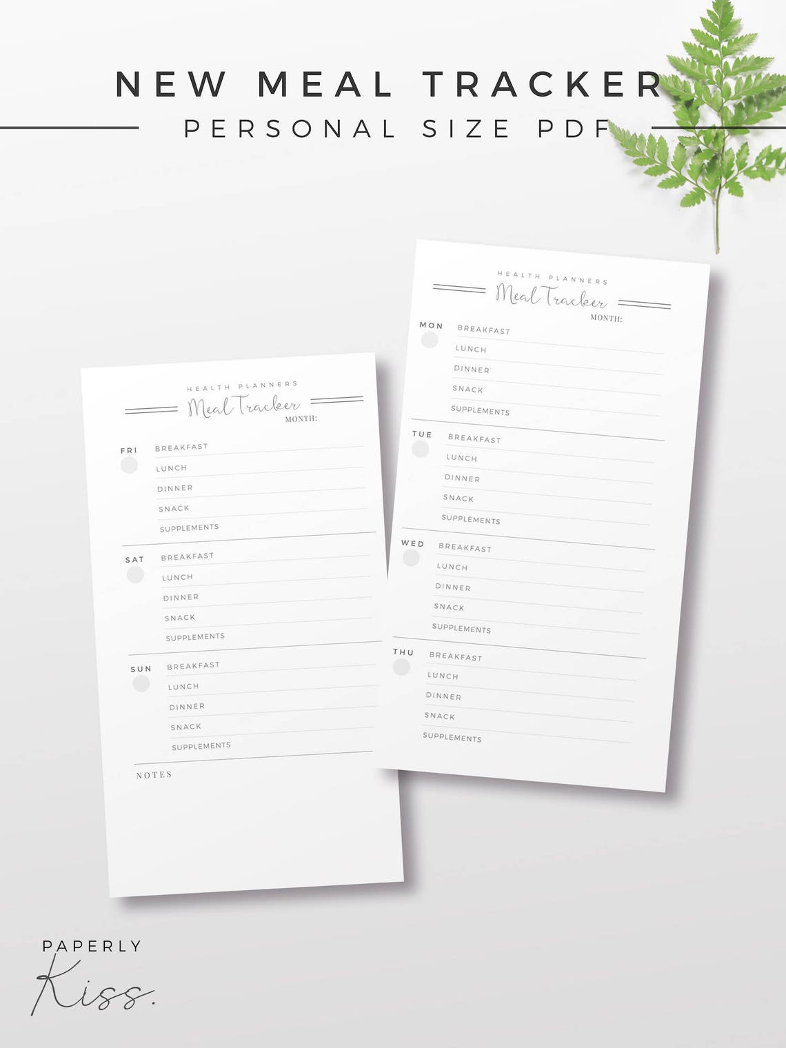 PERSONAL Meal Tracker, Printable Planner Inserts, Personal Food Planner ...
