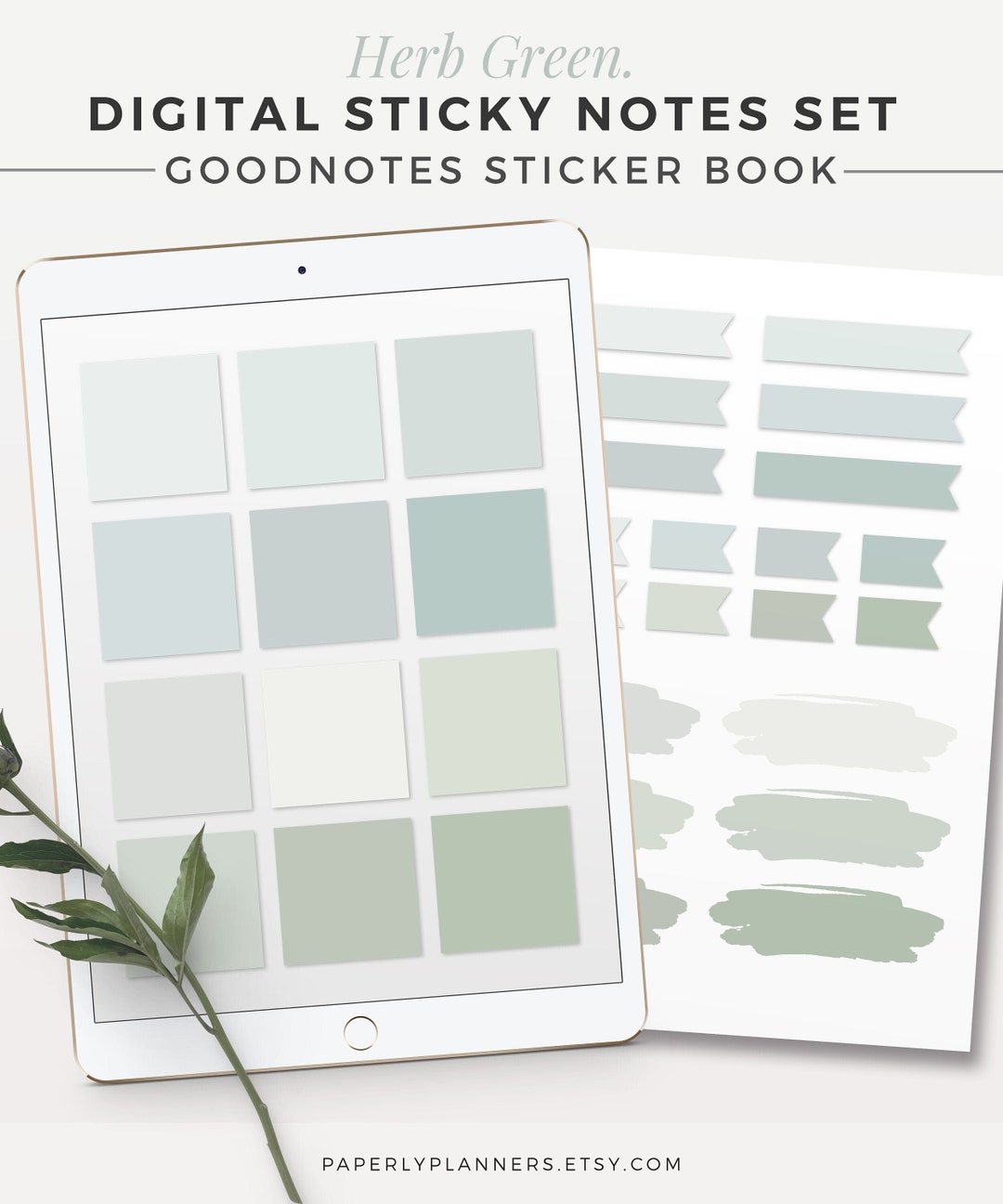 HERB GREEN Digital Sticky Notes | Goodnotes Sticker Book Edition ...