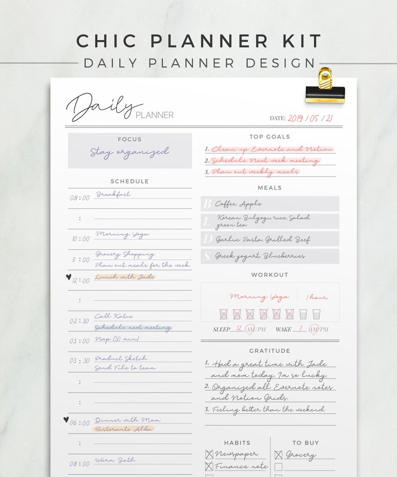 Chic Planner Kit | Printable Planner Bundle, Undated Planner Inserts ...