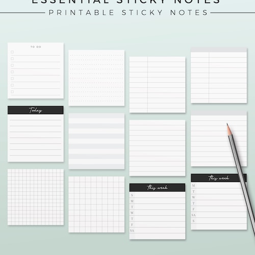 12 Essential Sticky Notes Printable Sticky Notes Template - Etsy