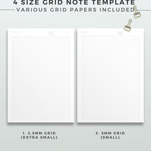 SIMPLE 4-size Grid Note Template | A4 & LETTER | Printable Note Inserts ...