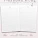 BAY LEAF 5-year Journal A5 & B5 Printable Planner Inserts, Undated ...