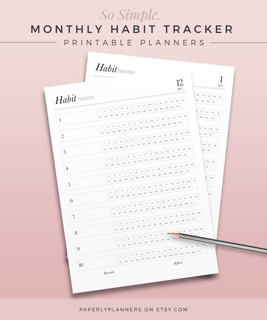 SO SIMPLE Habit Tracker | Monthly Habit Planner, Printable Planner ...