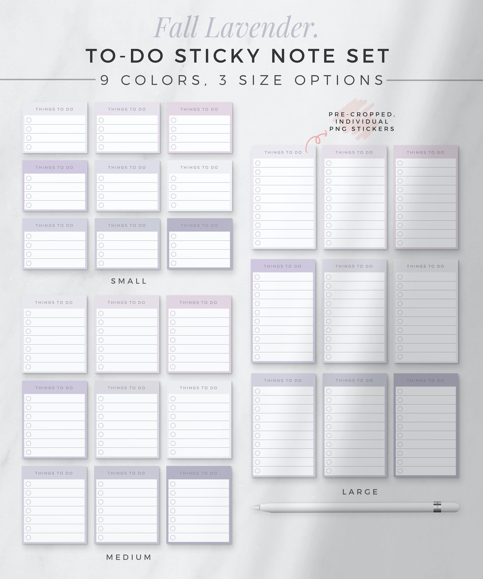 FALL LAVENDER To-do Sticky Notes Digital Sticky Notes | Etsy