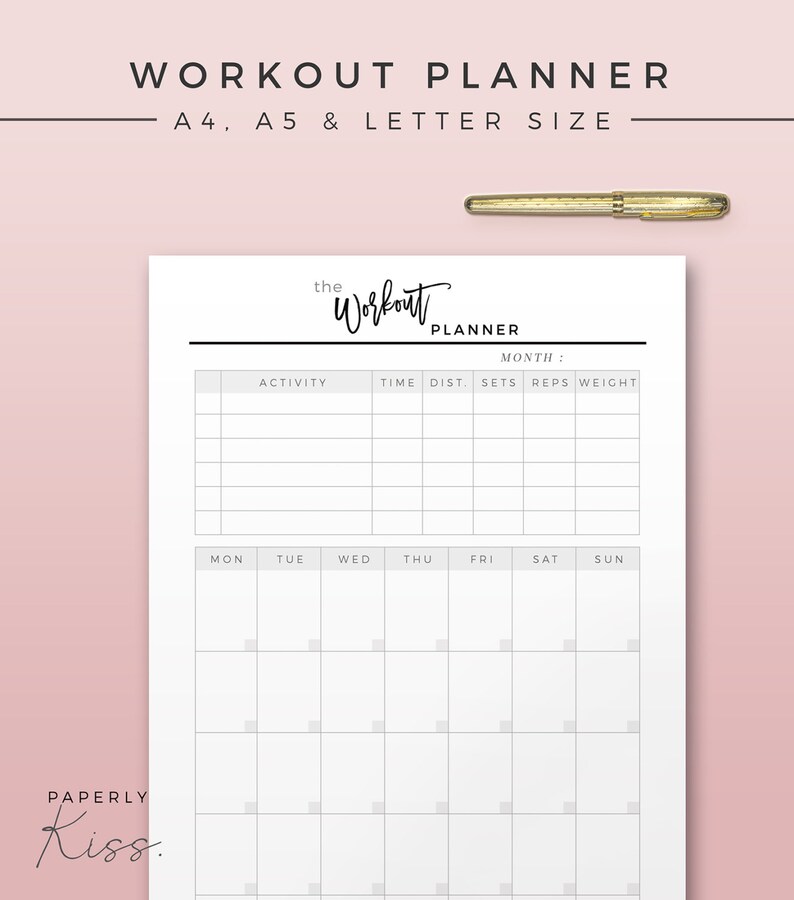 Fitness Planner, Printable Planner Inserts, Workout Log, Health and ...