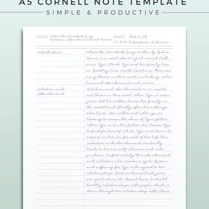 A5 Cornell Note Template, Printable Note Inserts, Productivity Study Note, Simple Study Journal ...