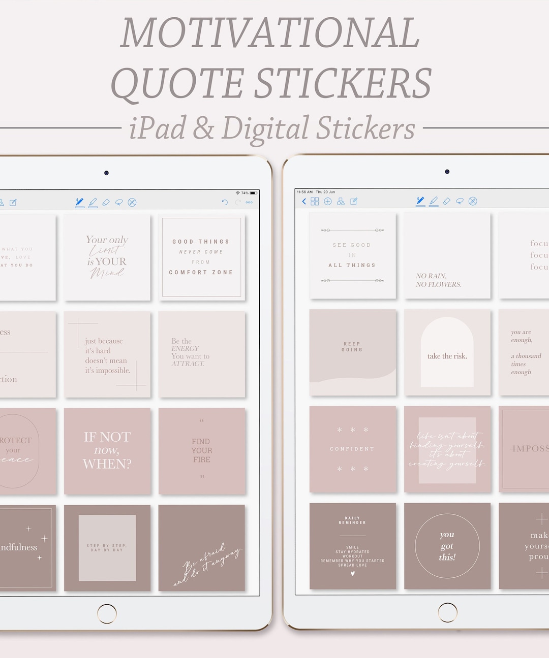 ROSY BRICKS Motivational Quote Stickers | Digital Stickers, Aesthetic ...