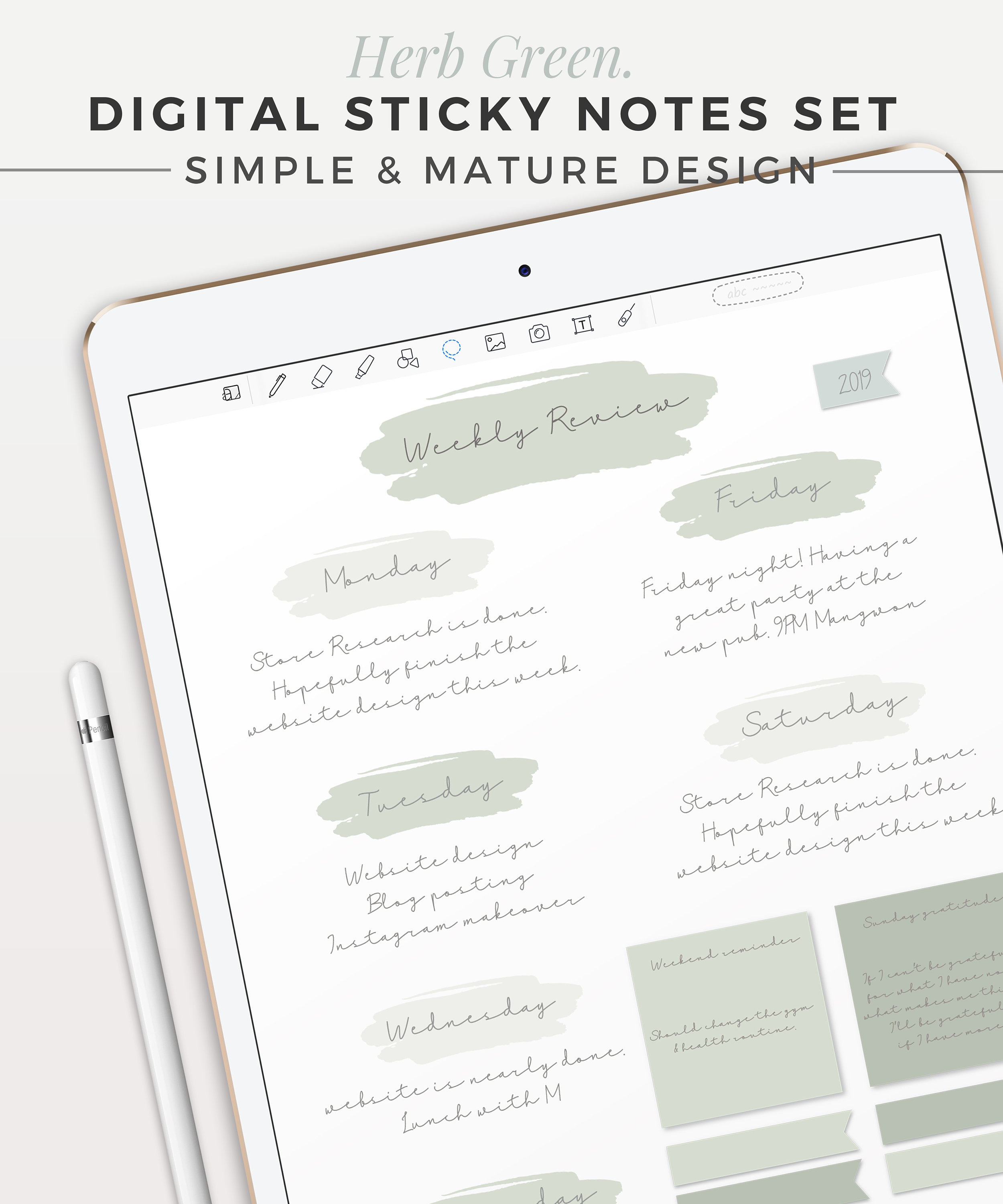HERB GREEN Digital Sticky Notes | Goodnotes Sticker Book Edition ...