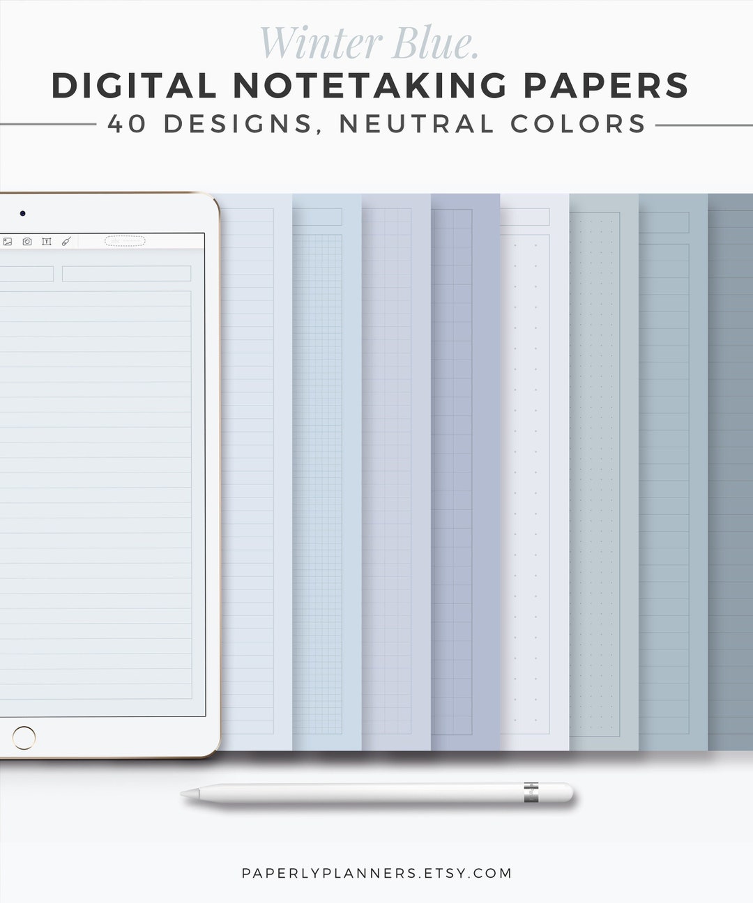 WINTER BLUE Digital Note Template | Neutral Goodnotes Template ...