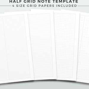SIMPLE Half Grid Note Template | A4 & LETTER | Printable Note Inserts ...