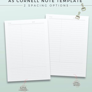 A5 Cornell Note Template, Printable Note Inserts, Productivity Study Note, Simple Study Journal ...