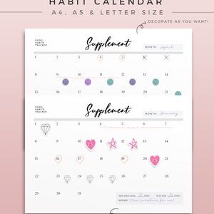 Monthly Habit Tracker, Printable Planner Inserts, Reward Chart Calendar ...