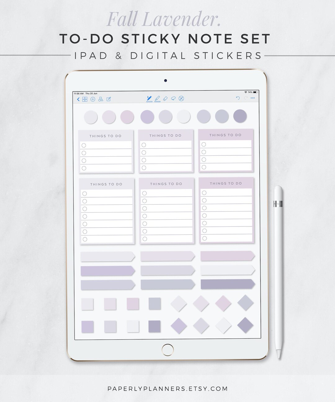 FALL LAVENDER To-do Sticky Notes | Digital Sticky Notes, Neutral iPad ...