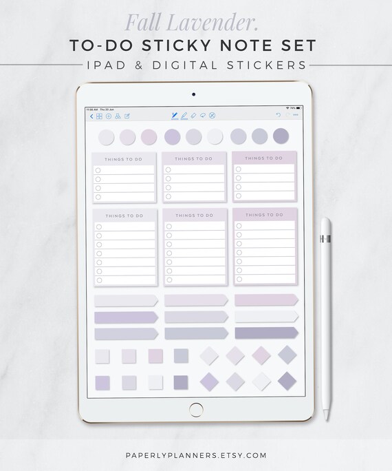 FALL LAVENDER To-do Sticky Notes Digital Sticky Notes | Etsy