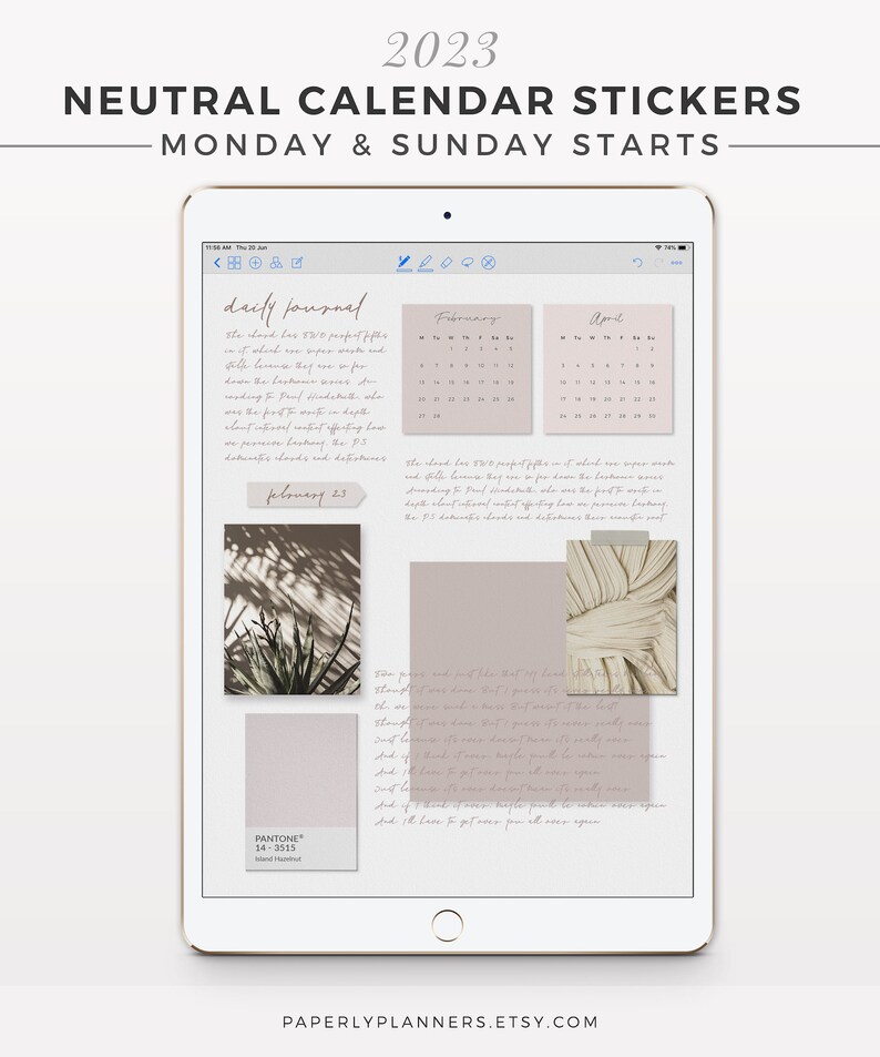 2023 NEUTRAL Digital Calendar Sticky Notes | iPad Sticky Notes ...