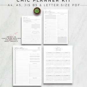 Chic Planner Kit | Printable Planner Bundle, Undated Planner Inserts ...