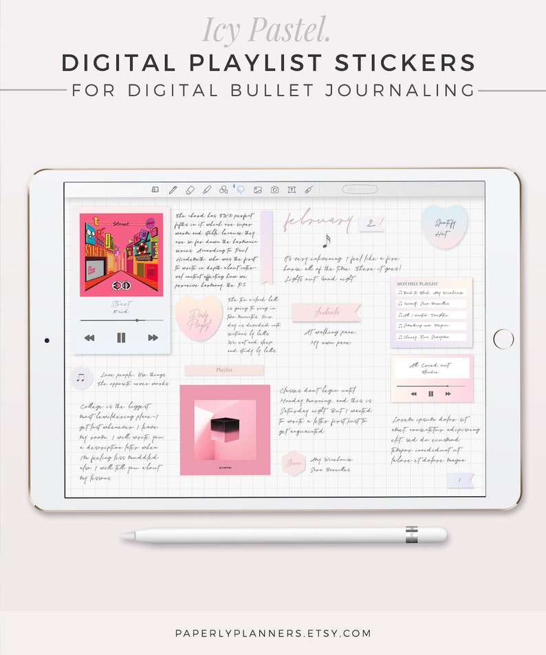 ICY PASTEL Music Playlist Stickers | Goodnotes Edition, Digital ...