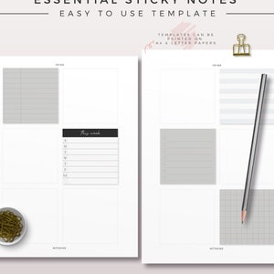 12 Essential Sticky Notes | Printable Sticky Notes Template, 3X3 Inch ...