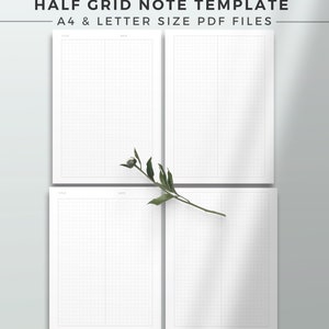 SIMPLE Half Grid Note Template | A4 & LETTER | Printable Note Inserts ...