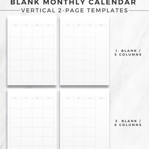 MINIMALISTIC Blank Calendar | A4 & LETTER | Empty Printable Calendar ...