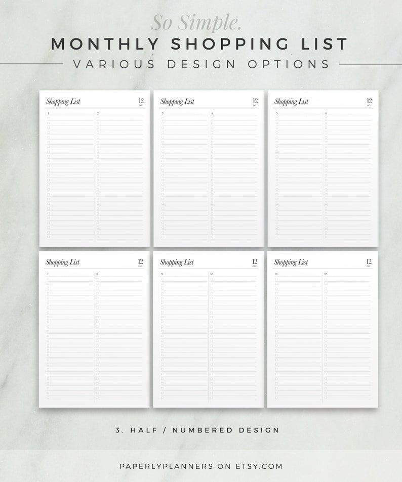 SO SIMPLE Shopping List Monthly Shopping Planner Printable - Etsy