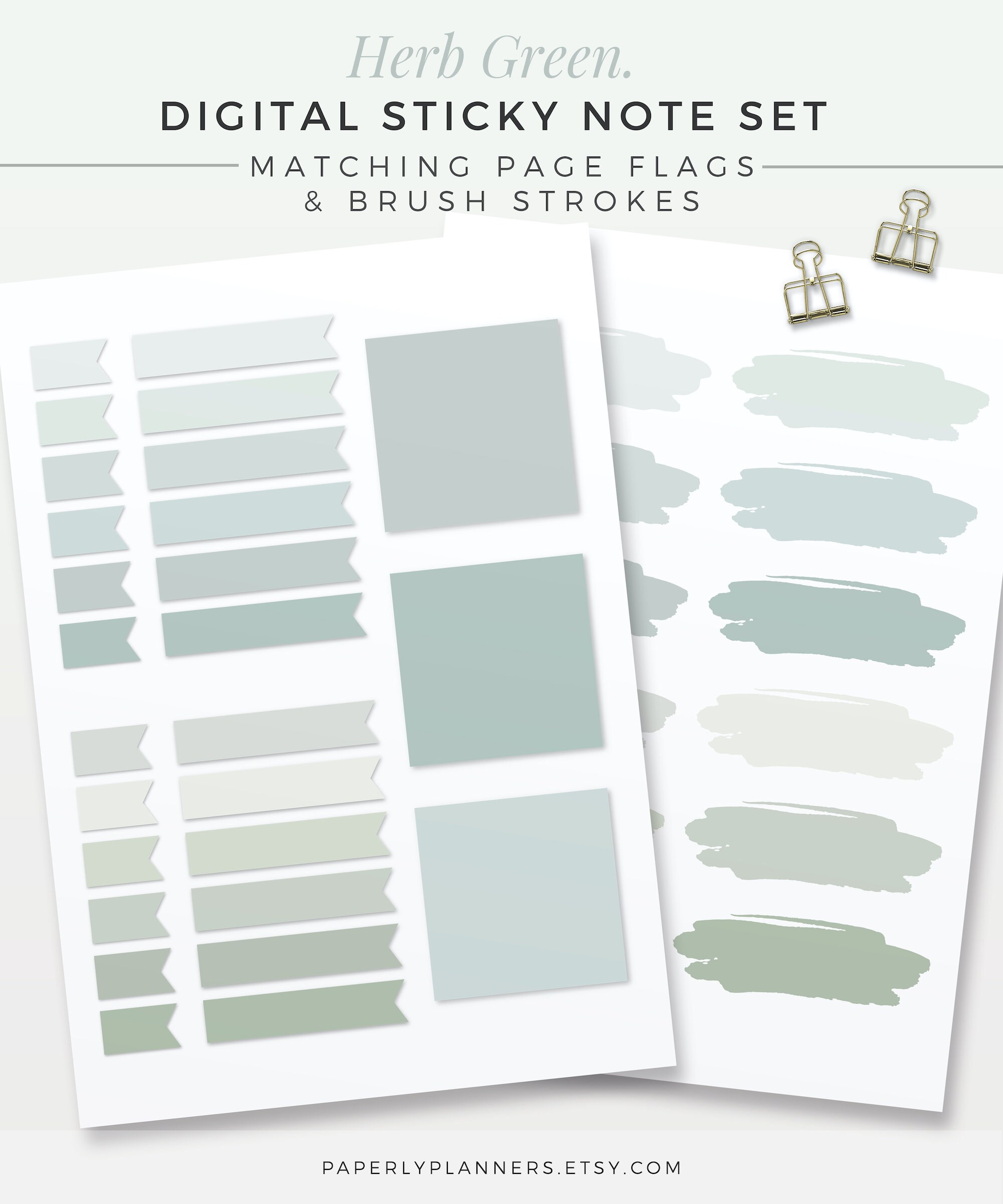 HERB GREEN Digital Sticky Note Set | Neutral Sticky Notes, iPad Sticky ...