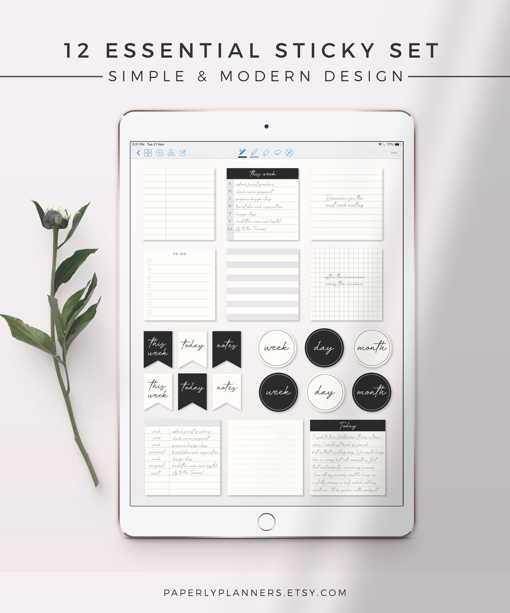 12 Essential Sticky Notes Goodnotes STICKER BOOK Digital - Etsy