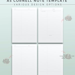 A5 Cornell Note Template, Printable Note Inserts, Productivity Study Note, Simple Study Journal ...