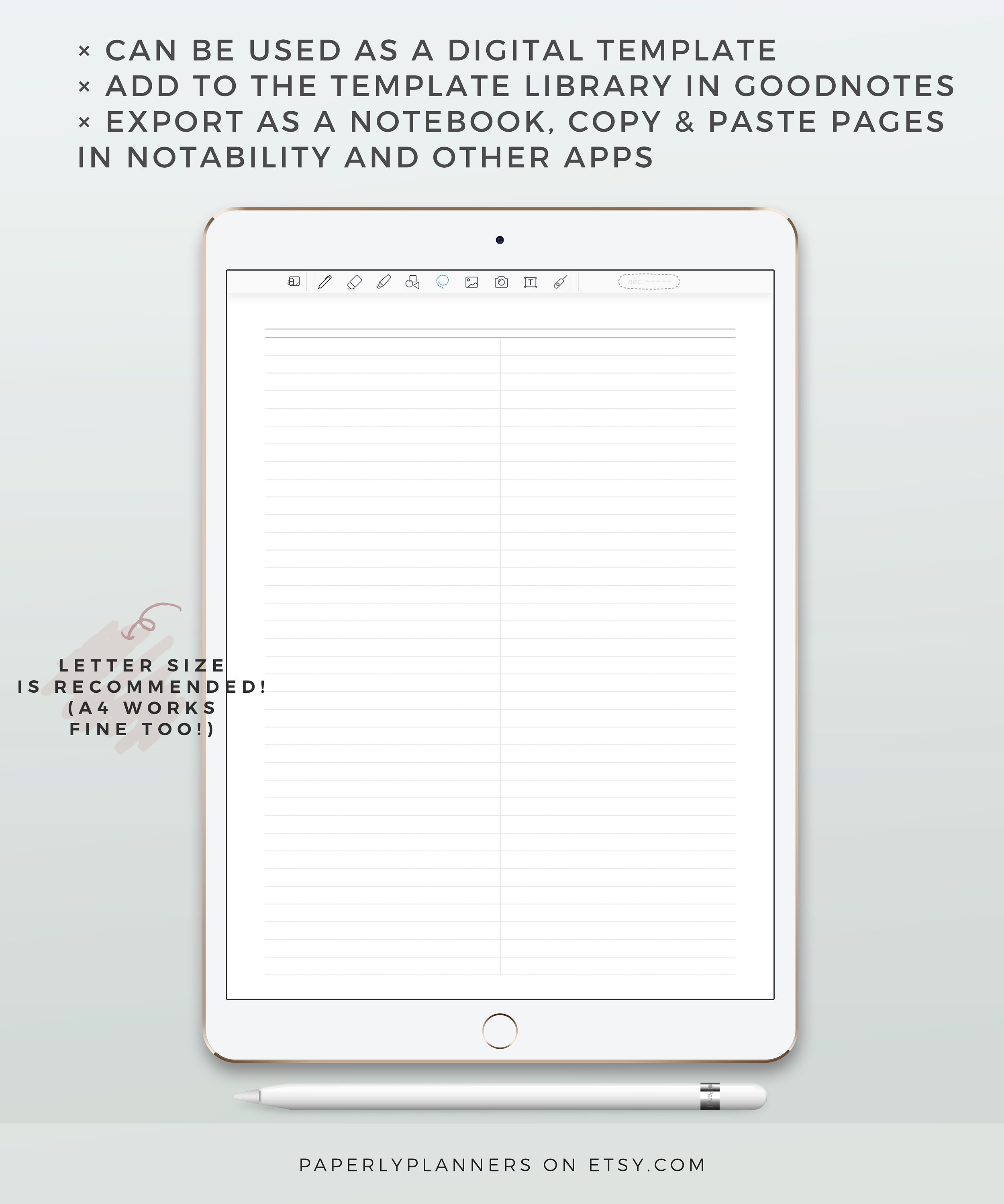 SIMPLE Steno Note Template | A4 & LETTER | Printable Steno Note Inserts ...