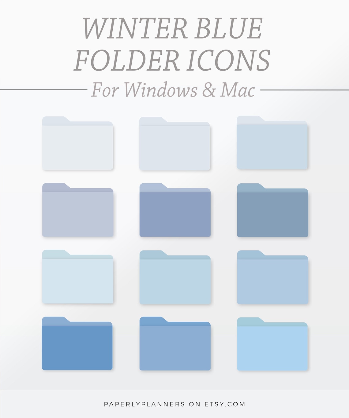 WINTER BLUE Desktop Folder Icons | Mac and Windows, Customizable Icons ...