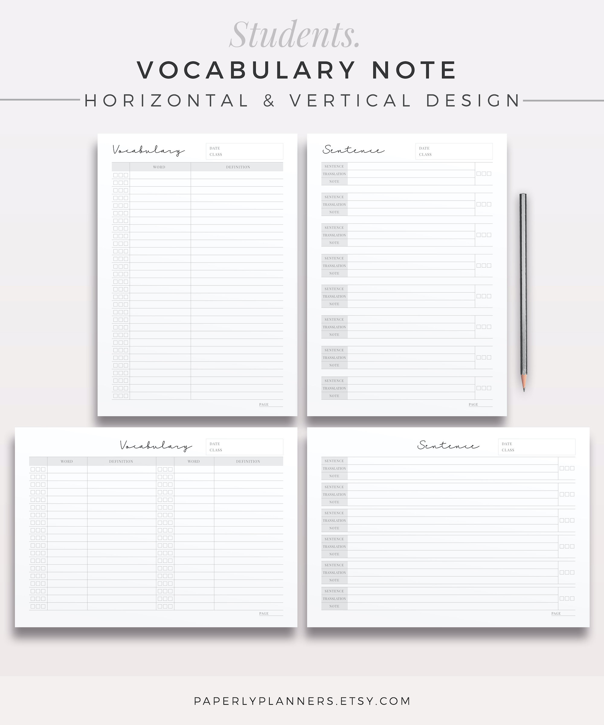 STUDENTS Voca Note Template Printable Note Inserts - Etsy