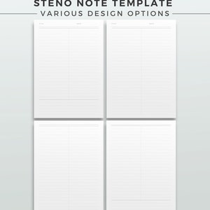 SIMPLE Steno Note Template | A4 & LETTER | Printable Steno Note Inserts ...