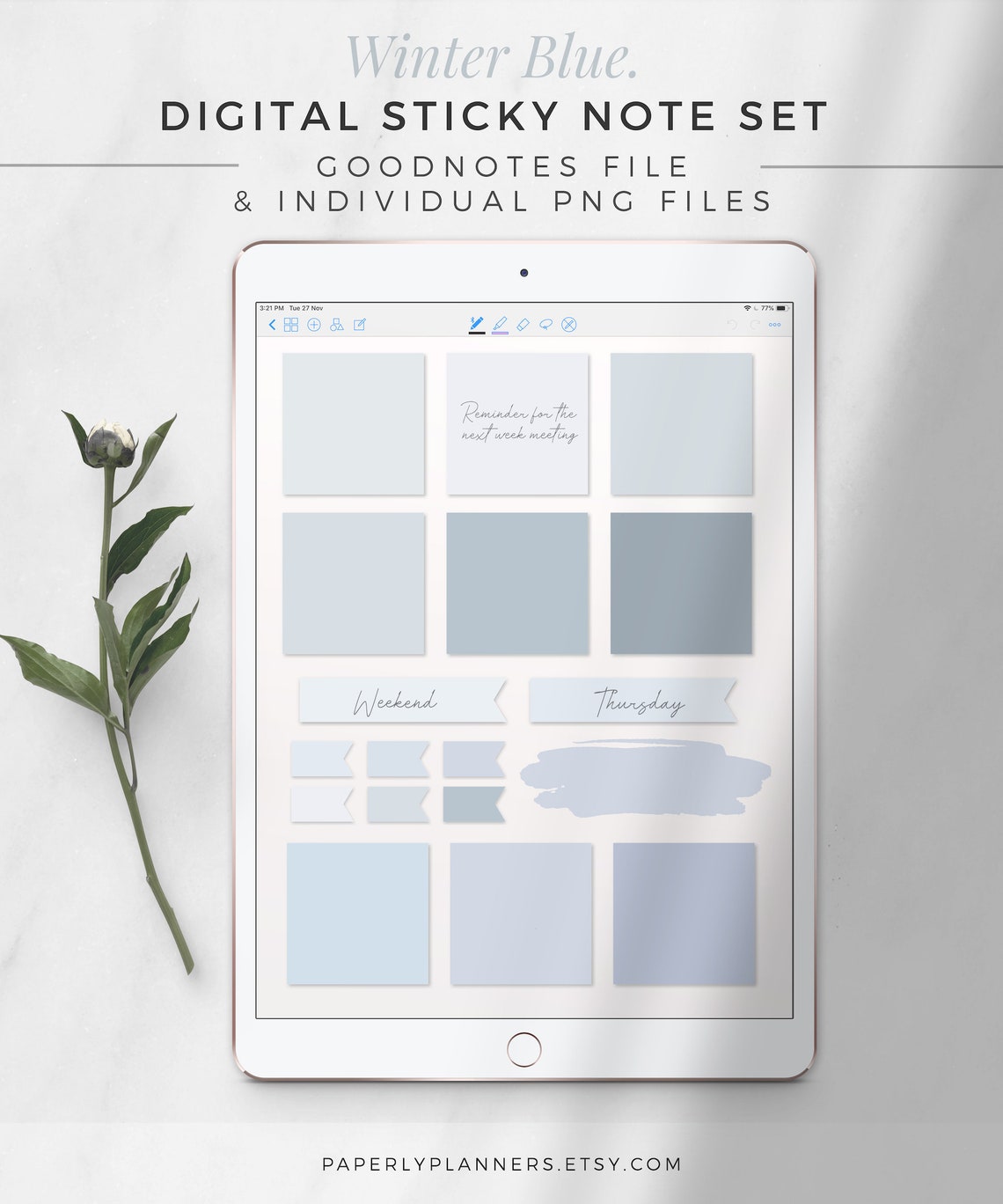 WINTER BLUE Digital Sticky Notes | Goodnotes Sticker Book Edition ...