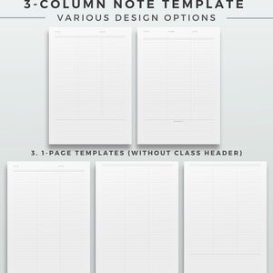 SIMPLE 3-column Note Template | A4 & LETTER | Printable Note Insert ...
