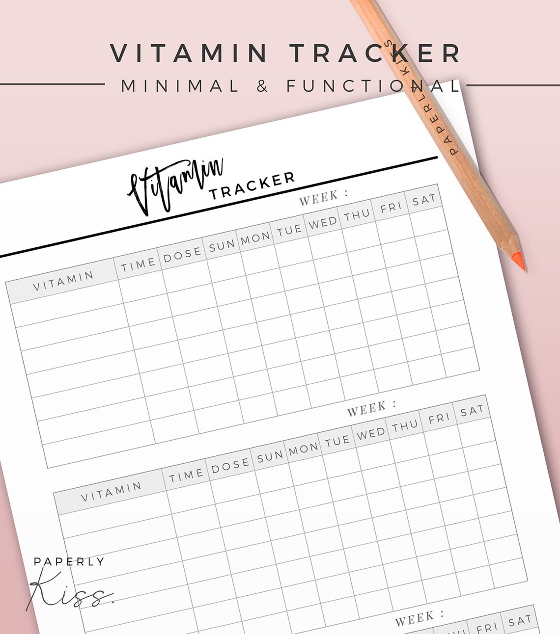 Vitamin Tracker, Printable Planner Inserts, Medication Log, A4, A5 ...