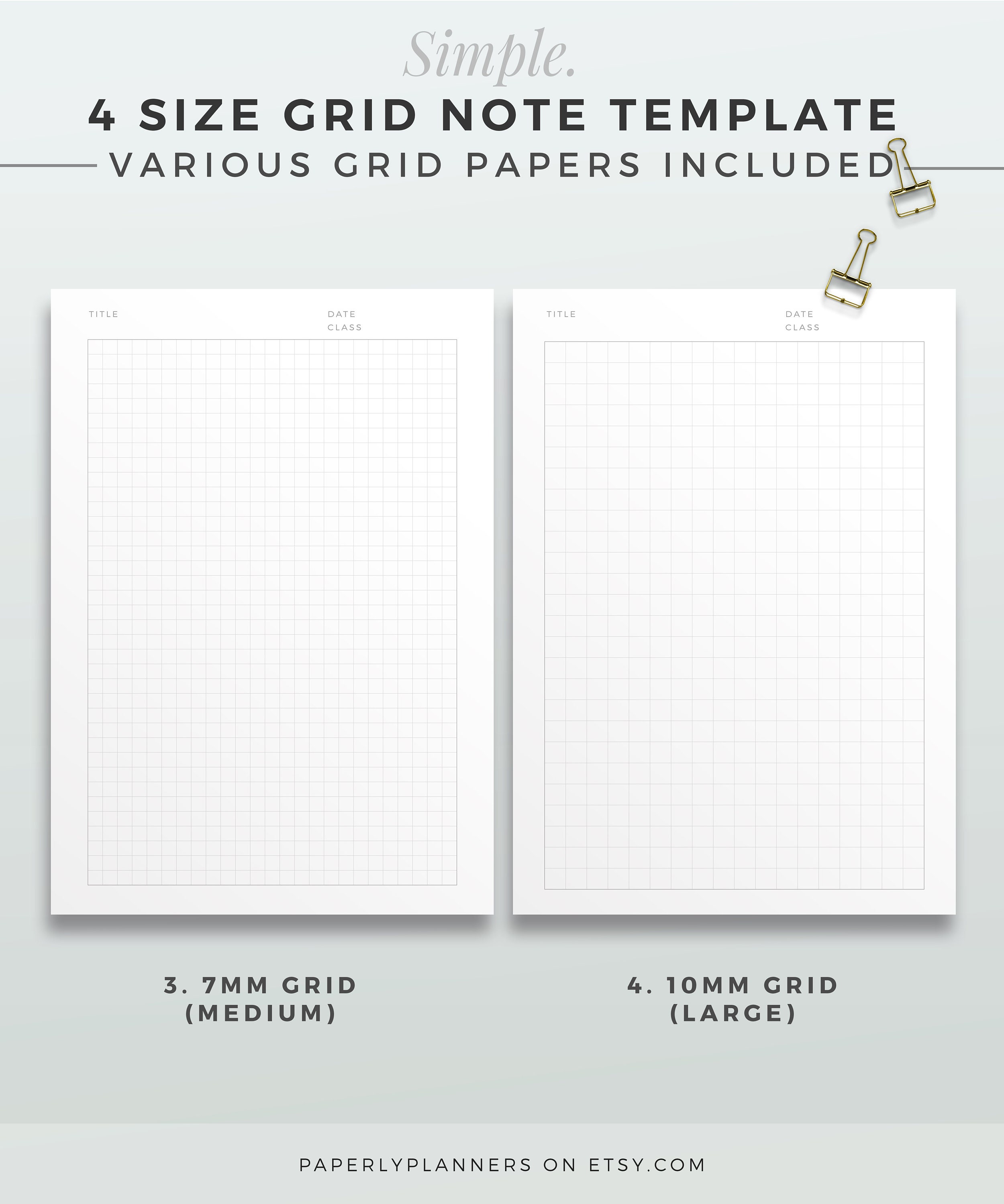 EINFACHEs 4-Größen-Gitter-Notiz-Template A4 & BUCHSTABE | Etsy