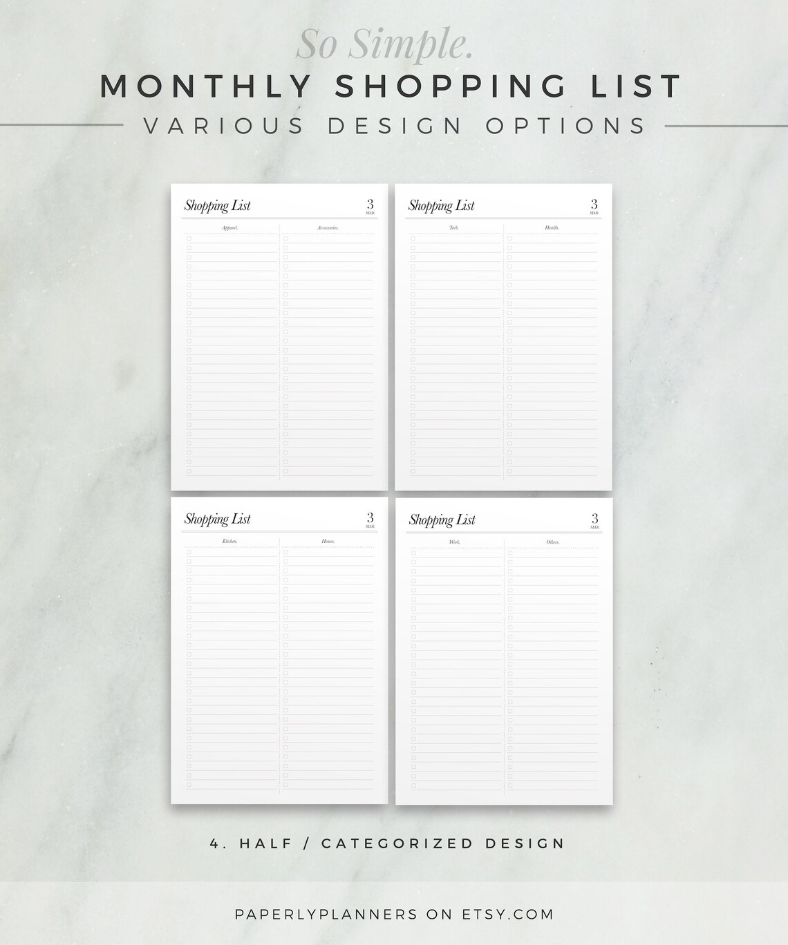 SO SIMPLE Shopping List | Monthly Shopping Planner, Printable Planner ...