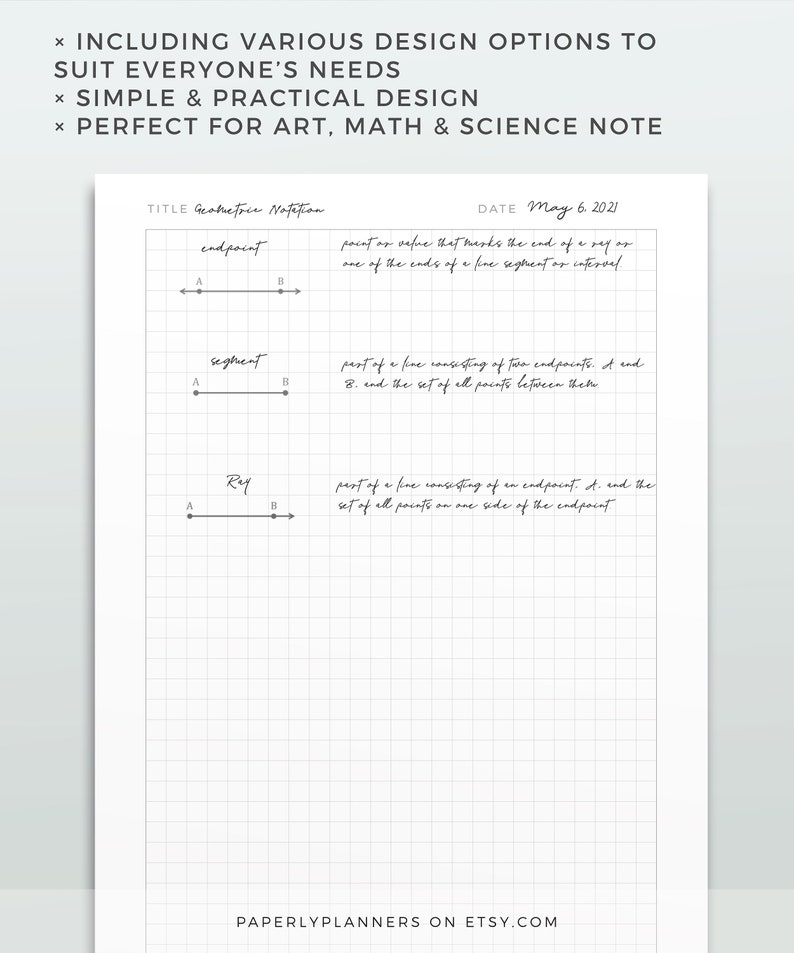 SIMPLE 4-size Grid Note Template A4 & LETTER Printable Note Inserts ...