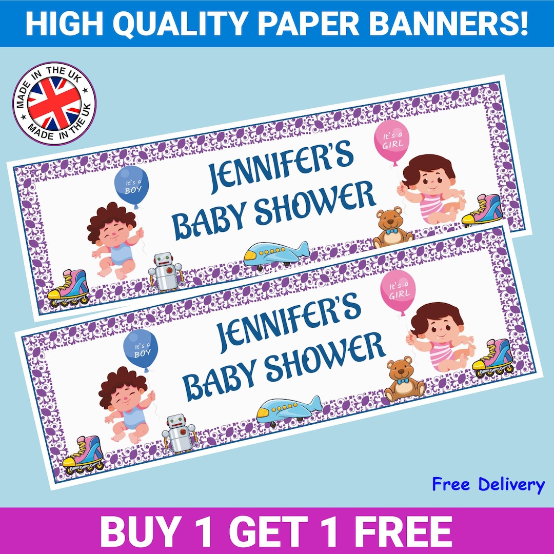 Personalised Baby Shower Banners Party Decoration any Name - Etsy
