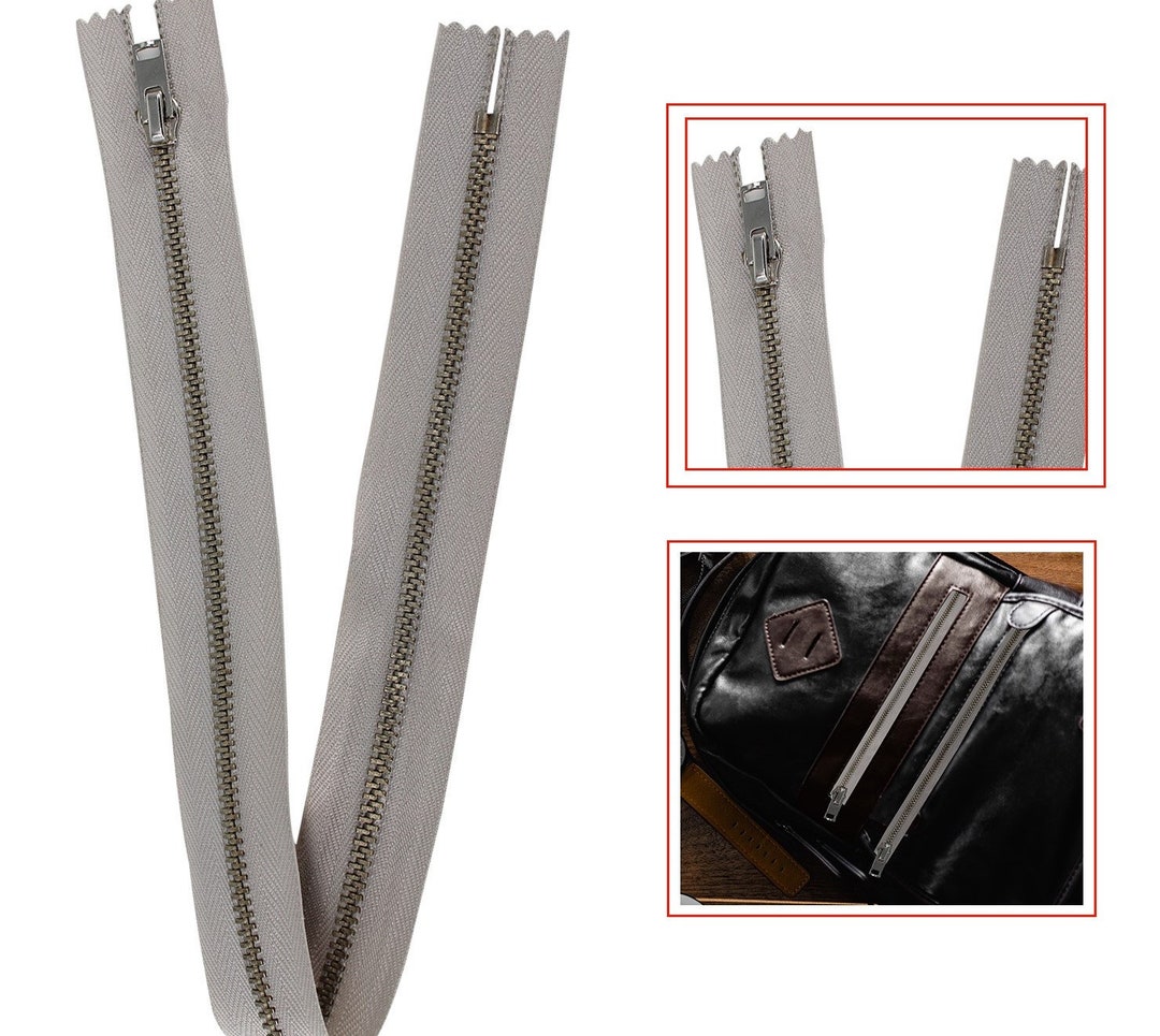 15 Inch Silver Zipper Metal Teeth, Heavy Duty Close End Zipper for DIY ...