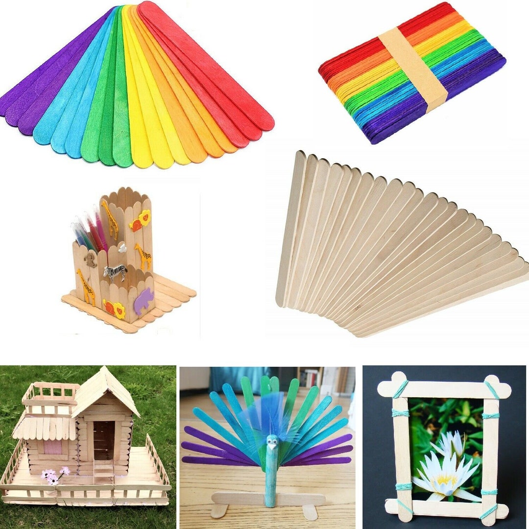 Wood Craft Sticks, Lolly Sticks for Home and School Crafts, Wooden ...
