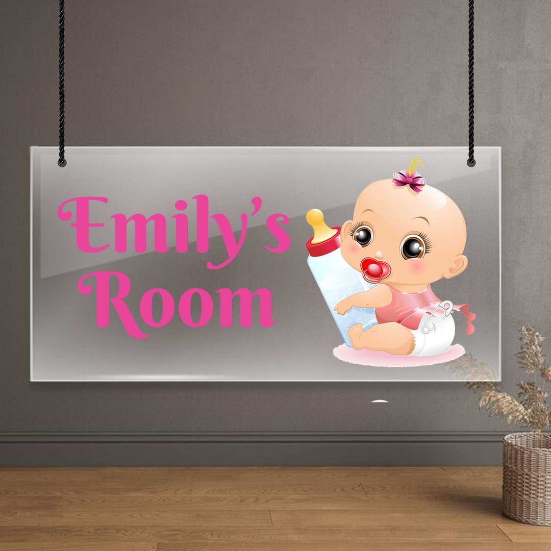 Personalised Babies Acrylic Bedroom Sign Custom With Any Name Birthday ...