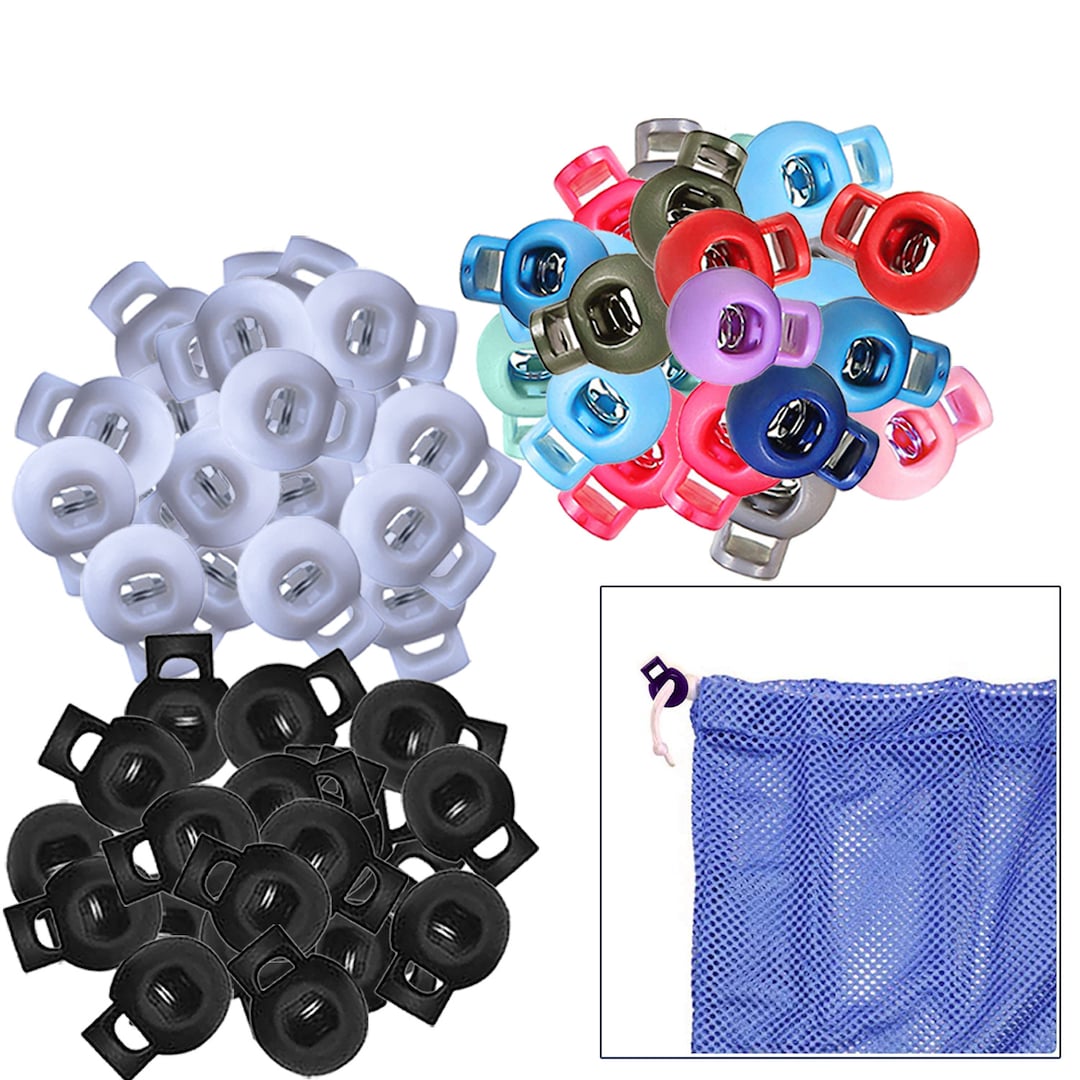 Round Toggle Cord Lock for Drawstrings Plastic Stopper for Clothing and ...