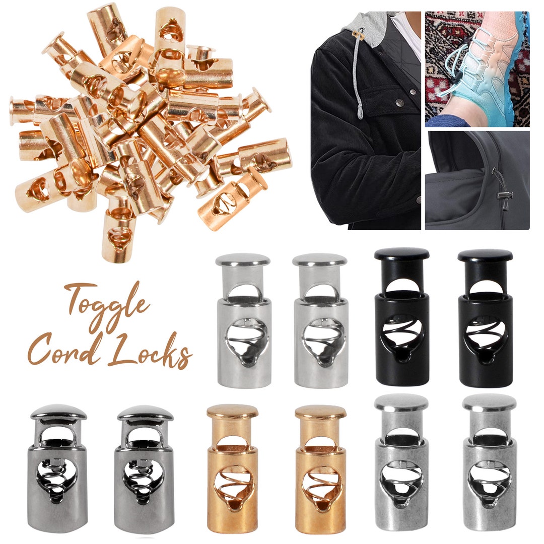 Metal Cord Lock Spring Loaded Stop Toggle Fastener for Luggage, Lanyard ...
