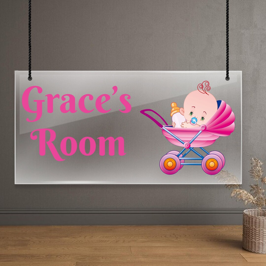 Personalised Clear Acrylic Room Sign Custom With Any Kids Name Baby ...